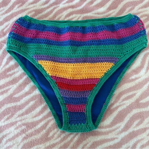 FARM Rio | Swim | Nwt Farm Rio Brunas Stripes Crochet Bikini Bottom ...